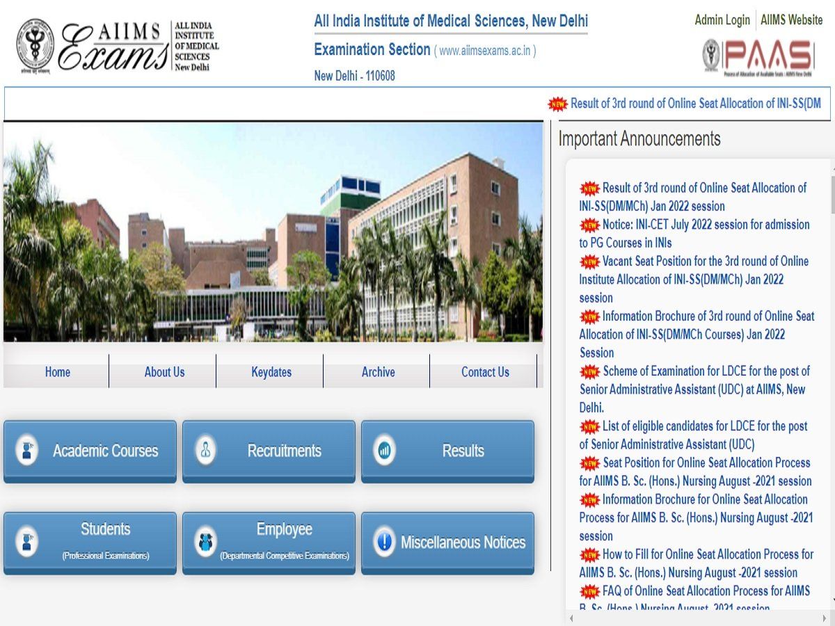 AIIMS INICET July 2022 full Schedule notice in Hindi registration to ...