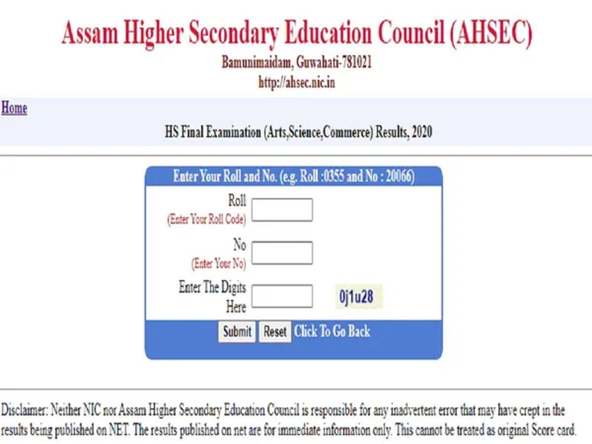 ahsec.nic.in result: Assam Board AHSEC HS 12th Result 2020 LIVE: असम ...