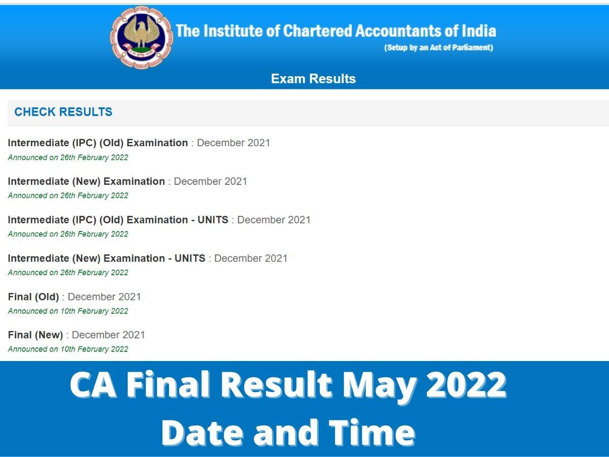 CA Final Result May 2022: Date, Time, Direct Link, How to Check Score ... CA Final Result May 2022: Date, Time, Direct Link, How to Check Score ...