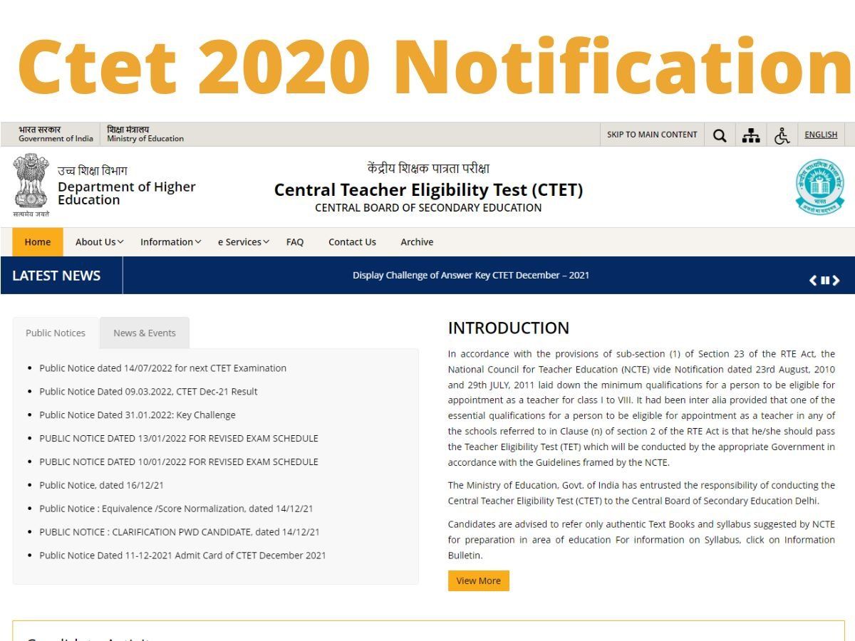 CTET July Exam 2022 Notification Date Sarkari Result 2022: Application ...