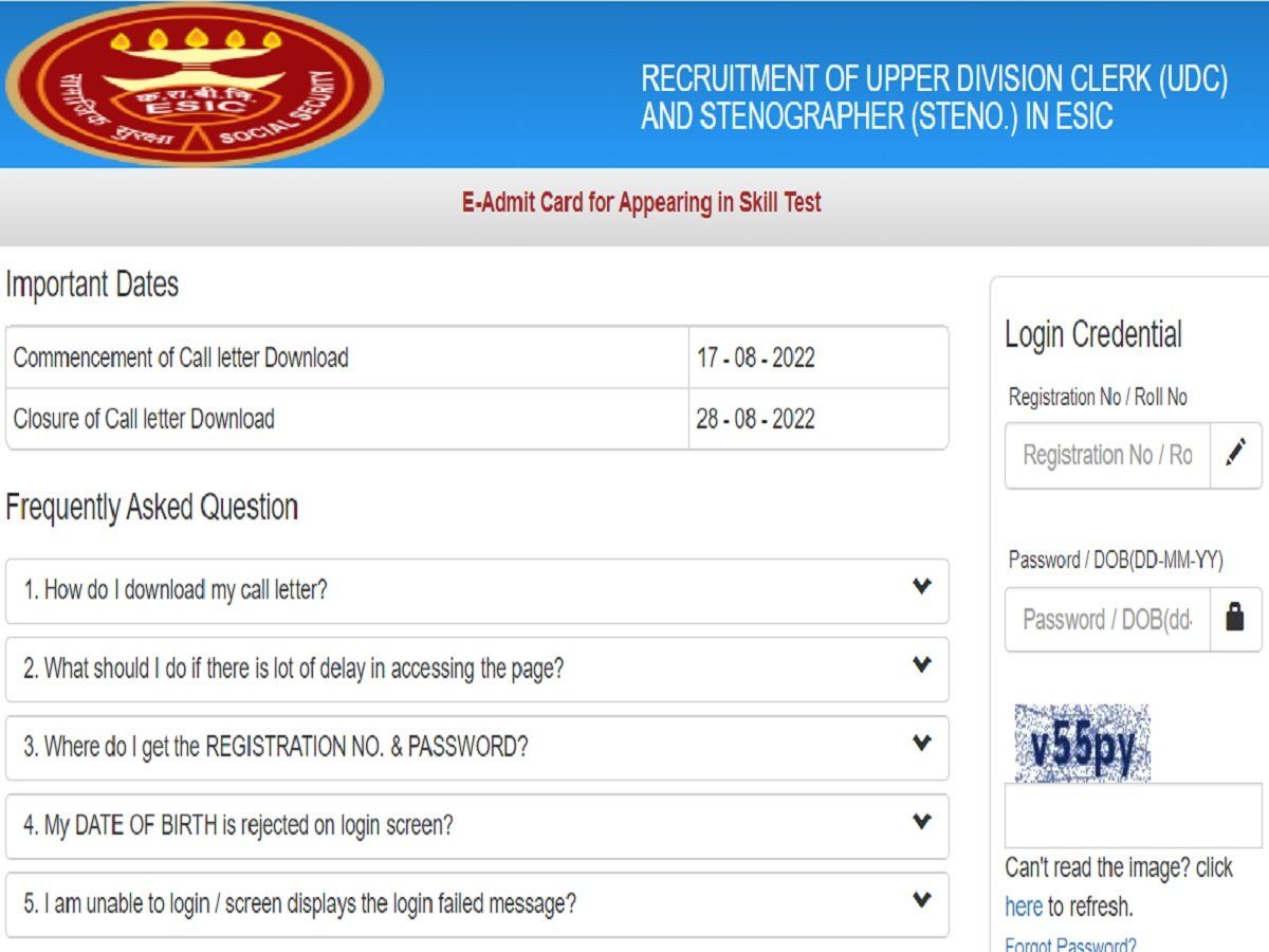 ESIC UDC Phase 3 Admit Card Released at esic.nic.in Check Direct Link ...