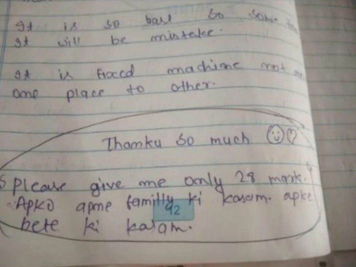 Student wrote unique and funny message in answer sheet photo goes viral ...