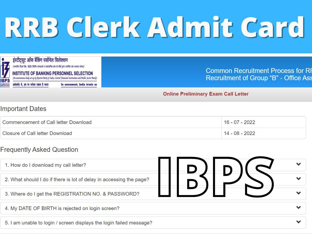 ibps rrb clerk admit card 2022 out candidate can check and download ...