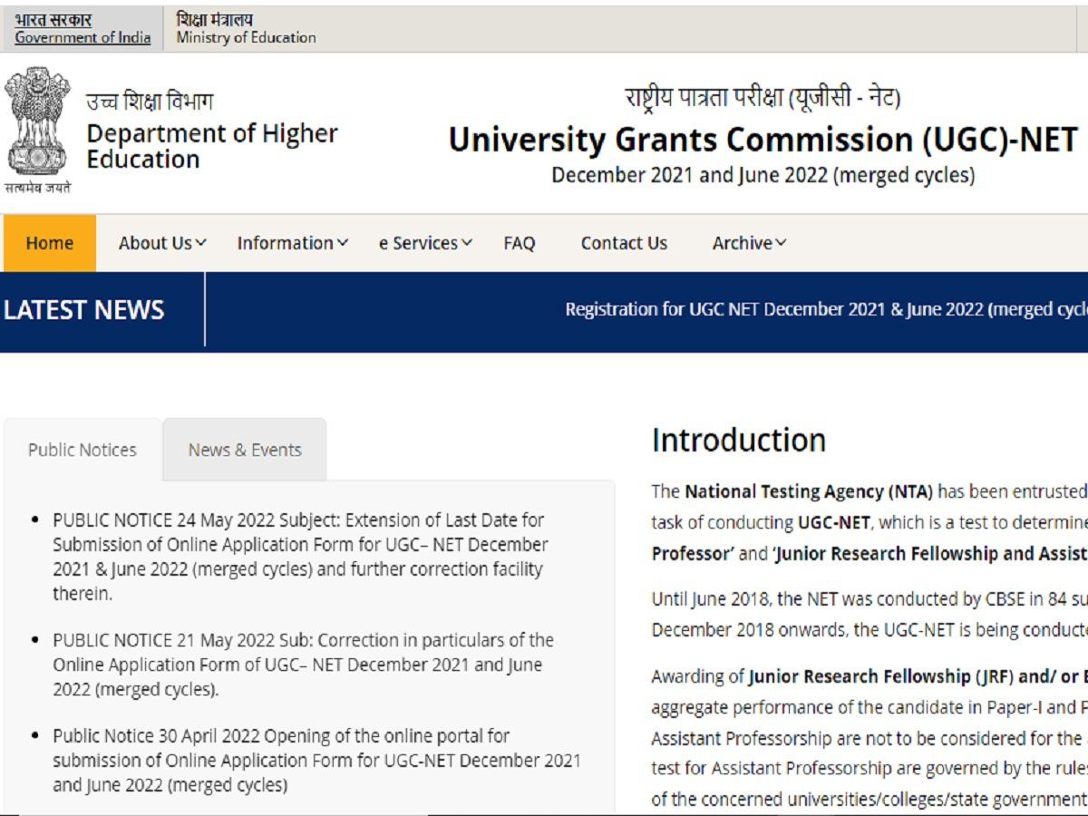 UGC NET Exam 2022 registration last date 30th may check ugcnet.nta.nic ...