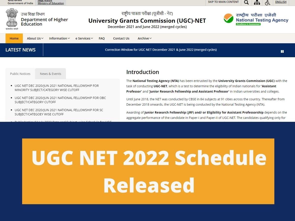 UGC NET 2022 exam schedule out at official website nta.ac.in ...