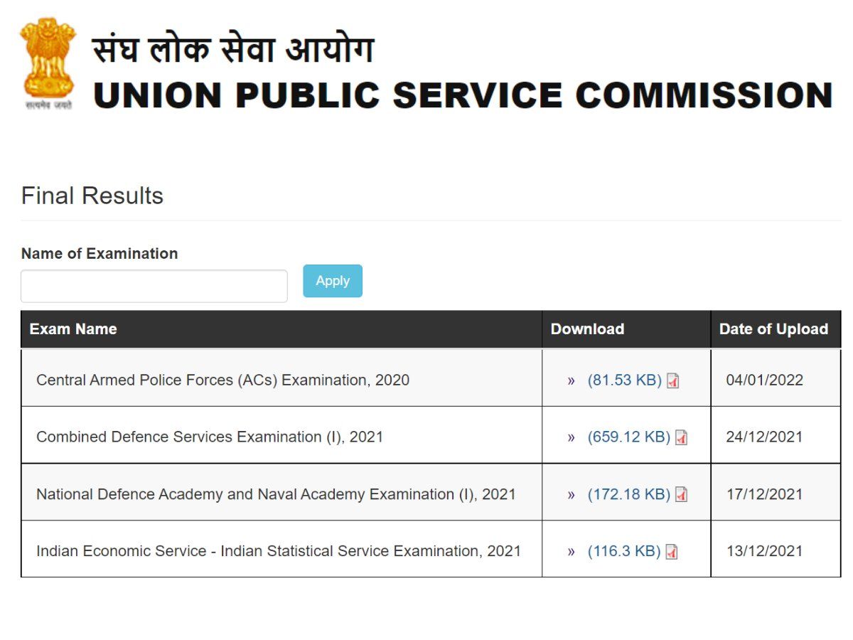 UPSC CAPF Result 2020: घोषित हुए यूपीएससी सीएपीएफ परिणाम, upsc.gov.in ...