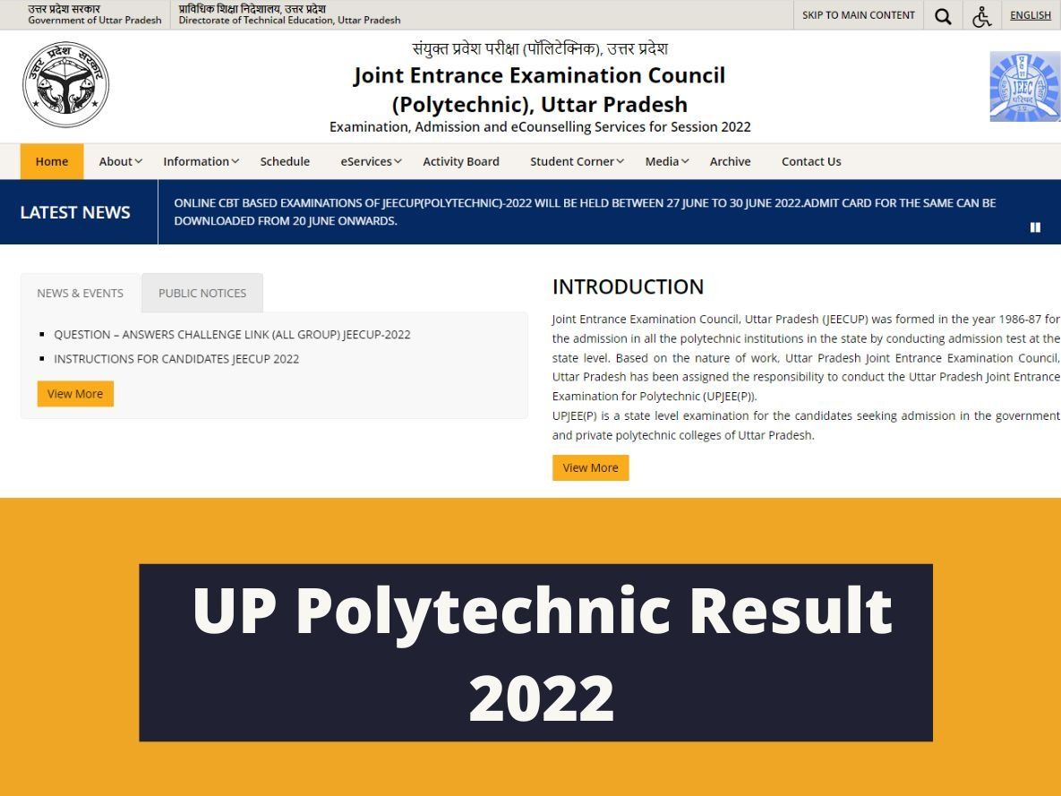JEECUP, UP Polytechnic Result 2022 to be out soon at official website jeecup.admissions.nic.in ...