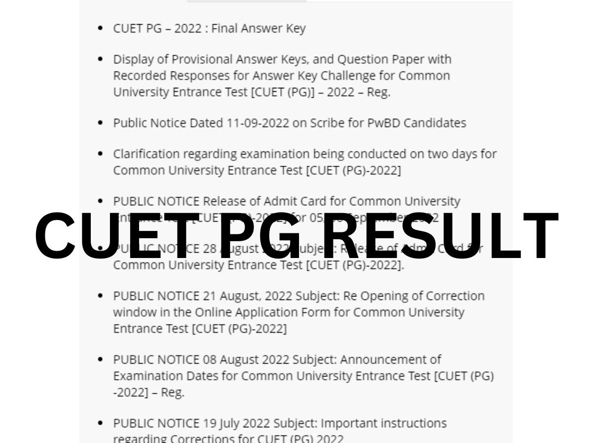 CUET PG Result 2022: CUET PG Result 2022 released tomorrow, check on ...