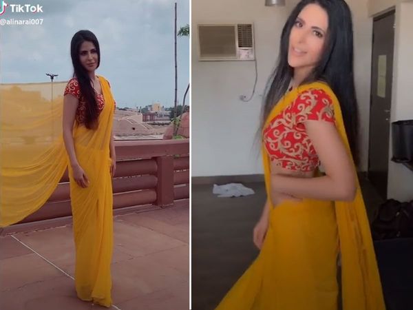 कटरीना कैफ की हमशक्ल ने पीली साड़ी में किया डांस देखें वायरल Tik Tok Videos Katrina Kaif Look